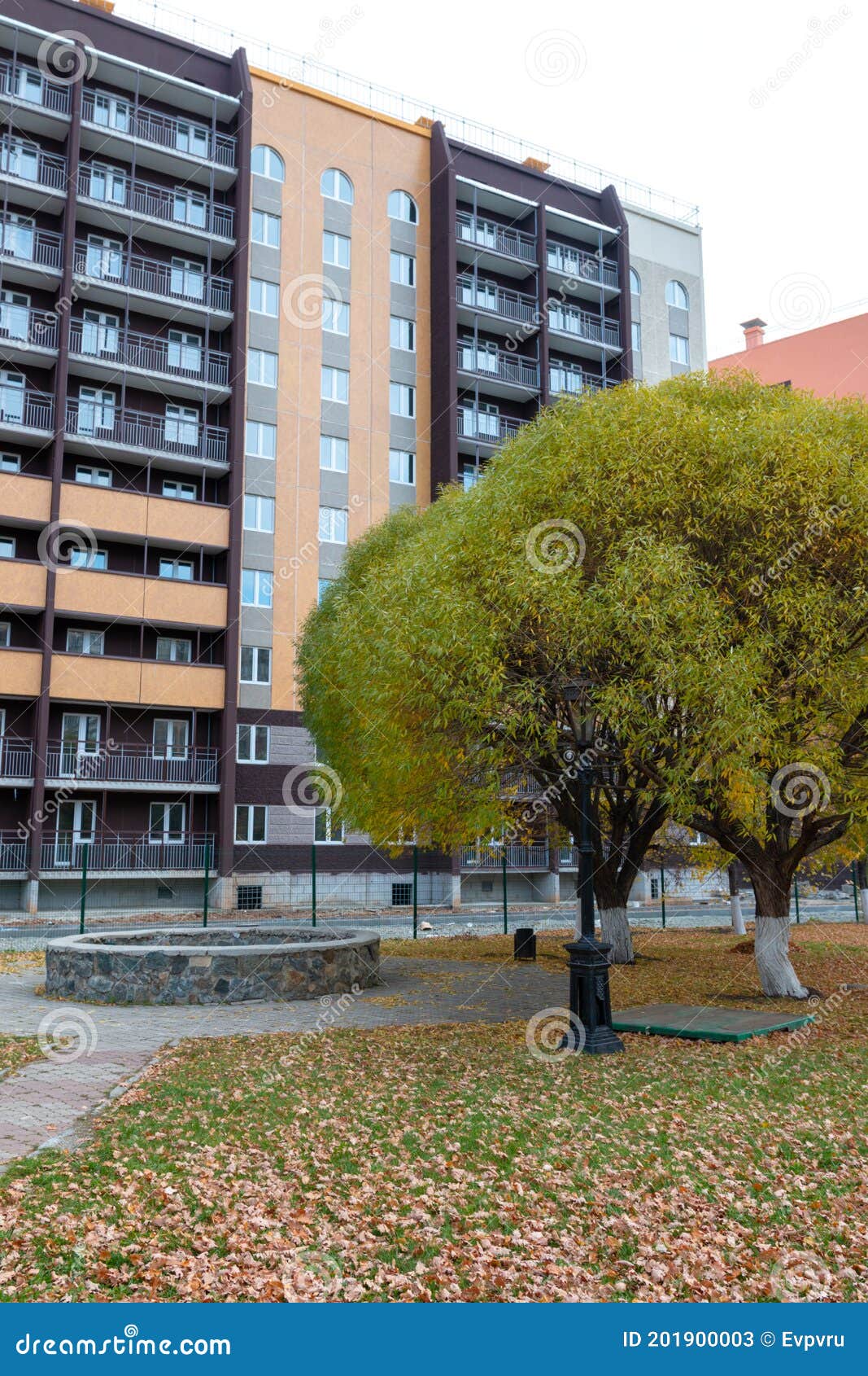 Trees Standing in Front of a Multi-storey Building Stock Image - Image ...