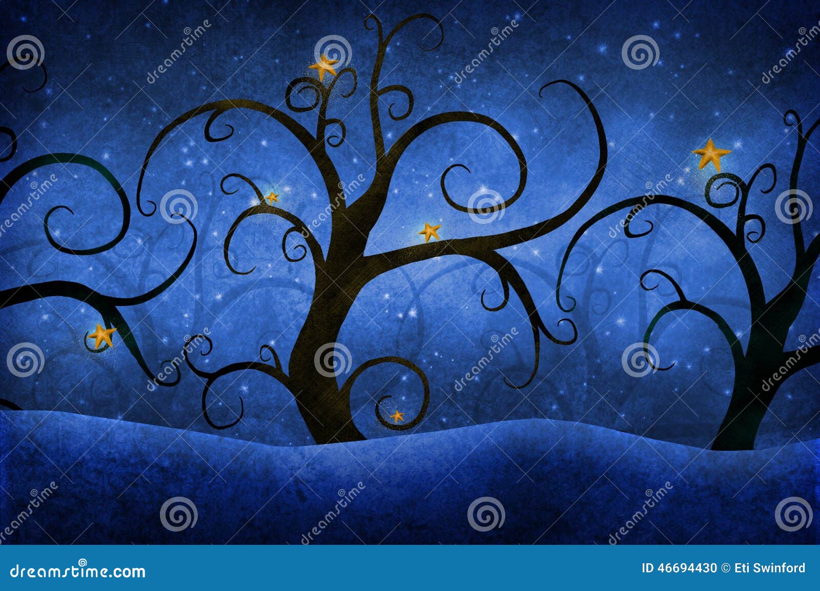 Trees with stars stock illustration. Illustration of abstract - 46694430