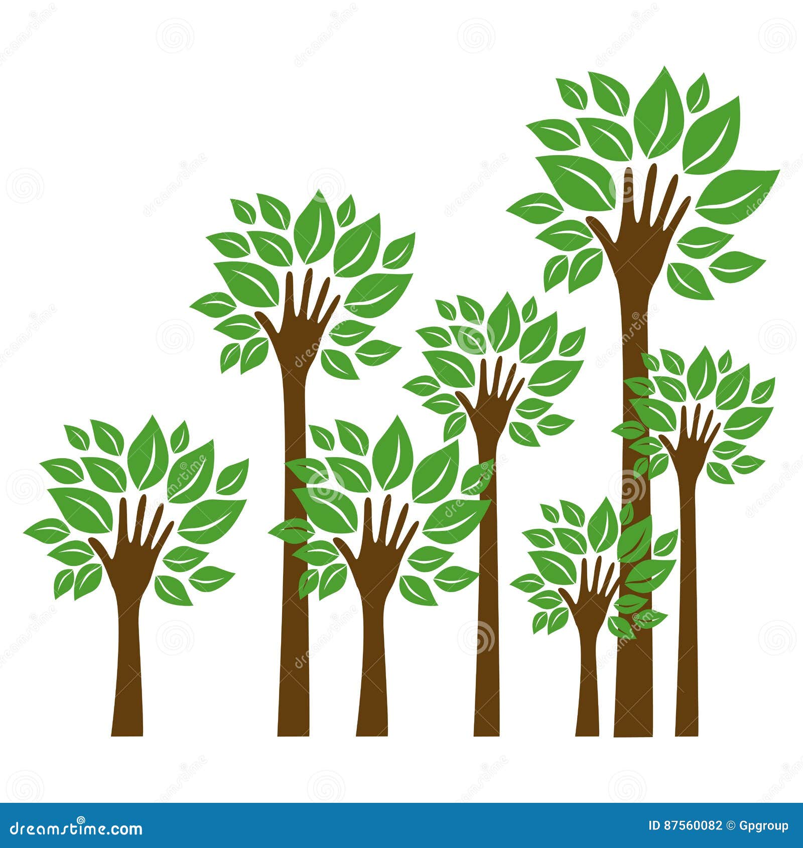 Trees with Stem in Form Hand Icon Stock Illustration - Illustration of ...