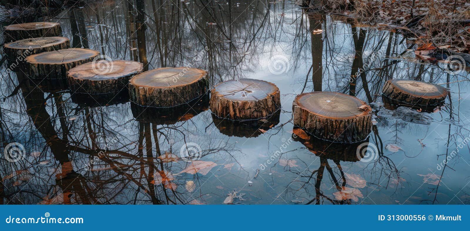 Trees Submerged in Water stock photo. Image of river - 313000556