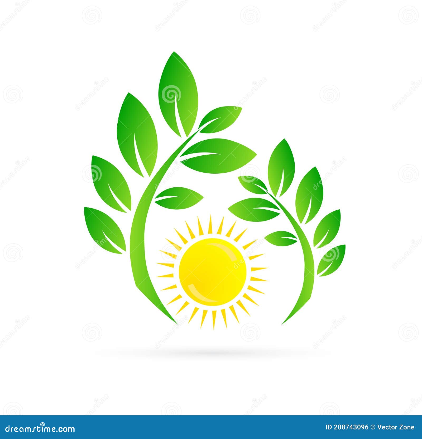 Trees with the sun stock vector. Illustration of office - 208743096