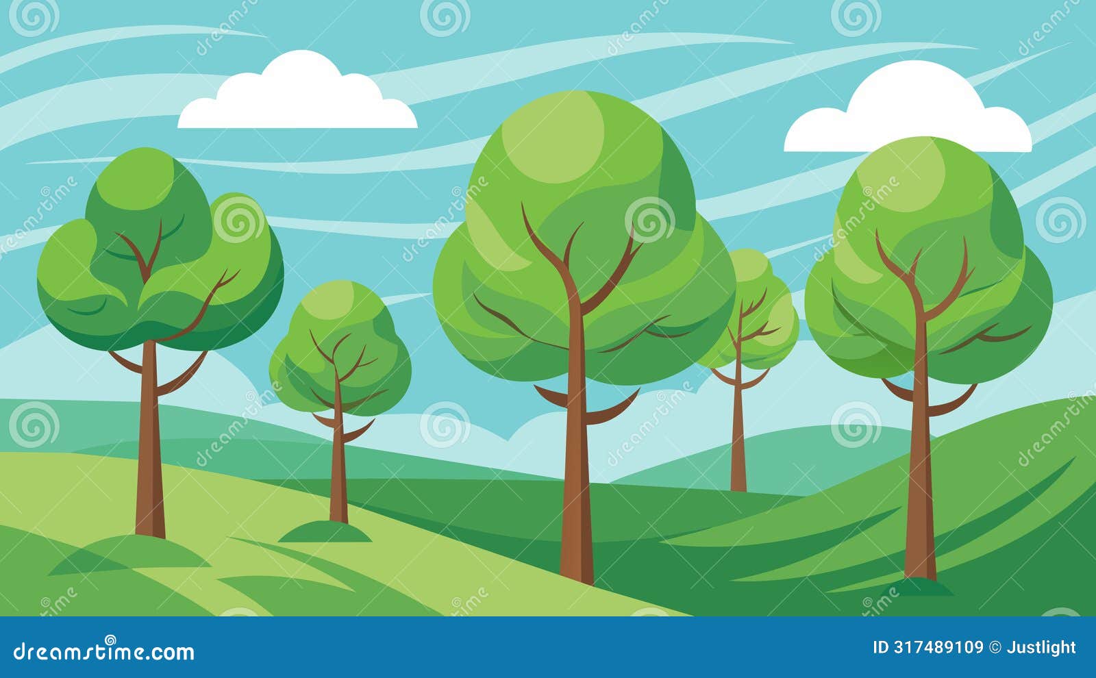 Trees Sway in the Breeze. Vector Illustration. Stock Vector ...
