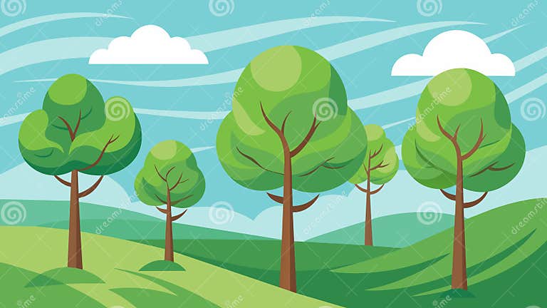 Trees Sway in the Breeze. Vector Illustration. Stock Vector ...