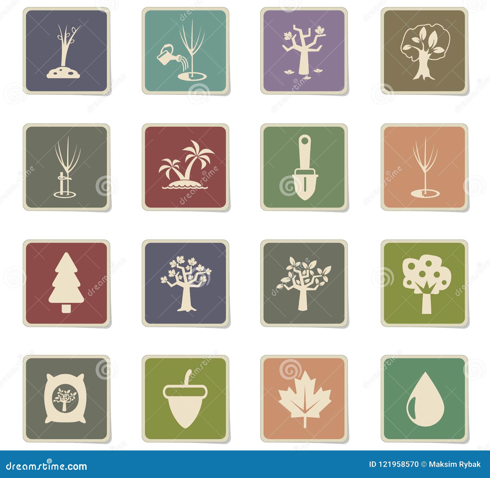 Trees tools icon set stock vector. Illustration of sapling - 121958570