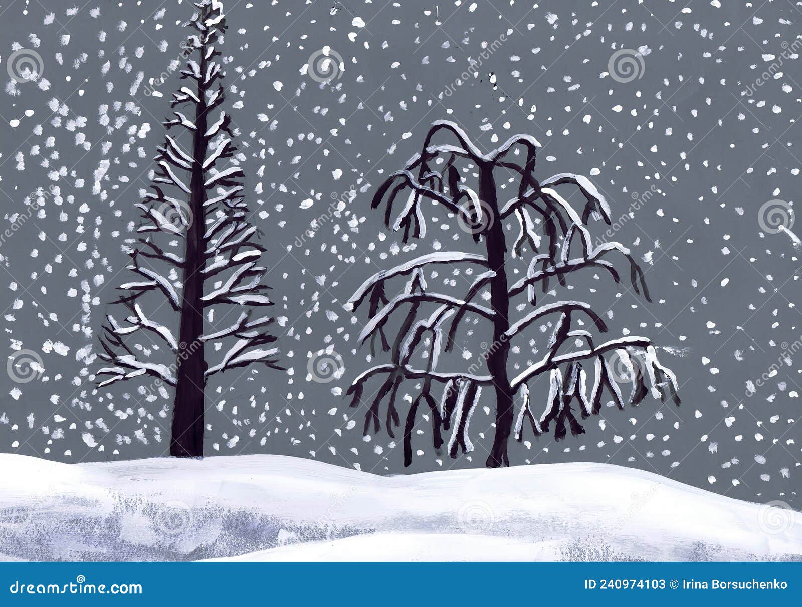 Trees Under the Snow. Winter Landscape Stock Illustration ...
