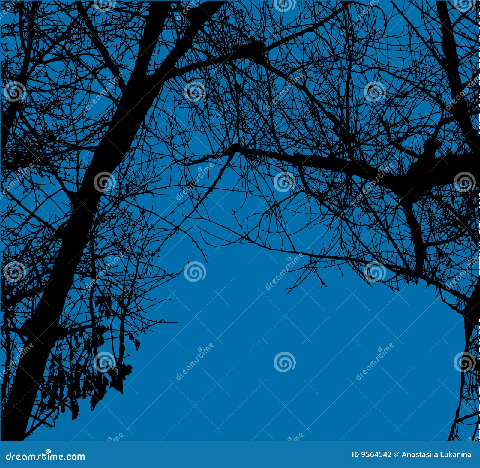 Trees vector on blue sky stock vector. Illustration of tree - 9564542