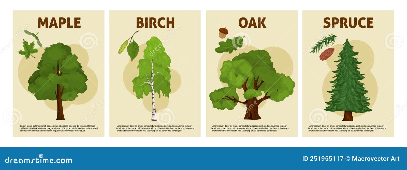 Trees Vertical Posters Set stock vector. Illustration of floral - 251955117