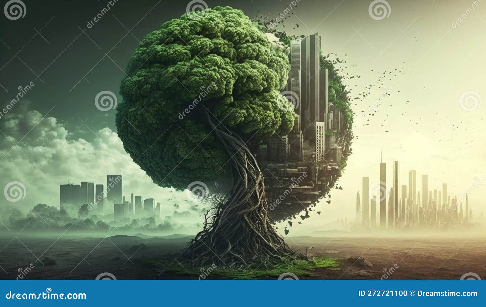Trees Vs Pollution: a Battle for a Cleaner Future Stock Illustration ...