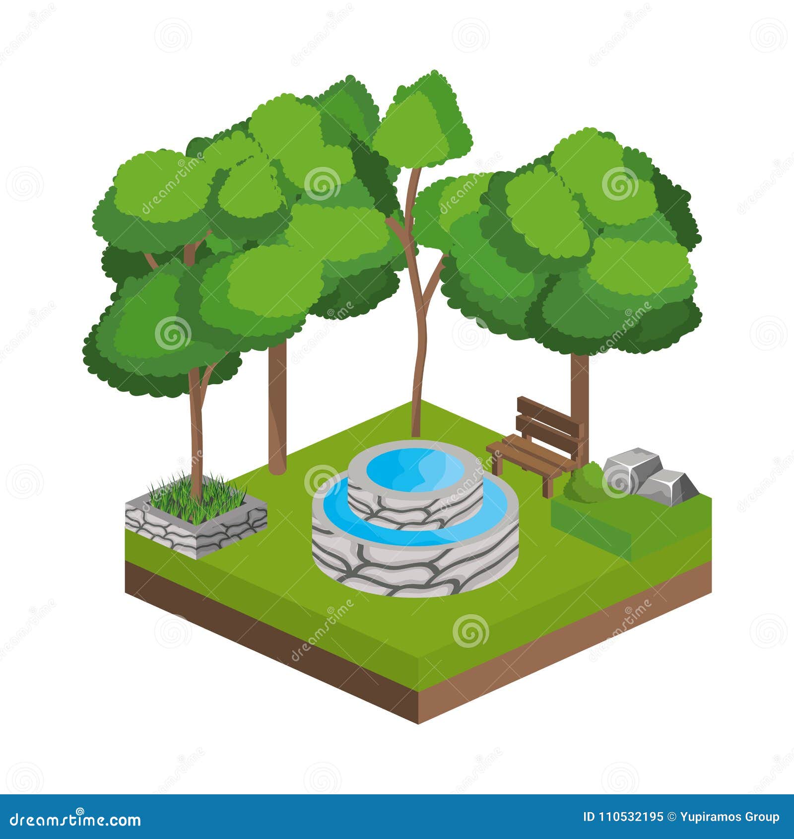 Trees and Water Source Design Stock Vector - Illustration of vector ...