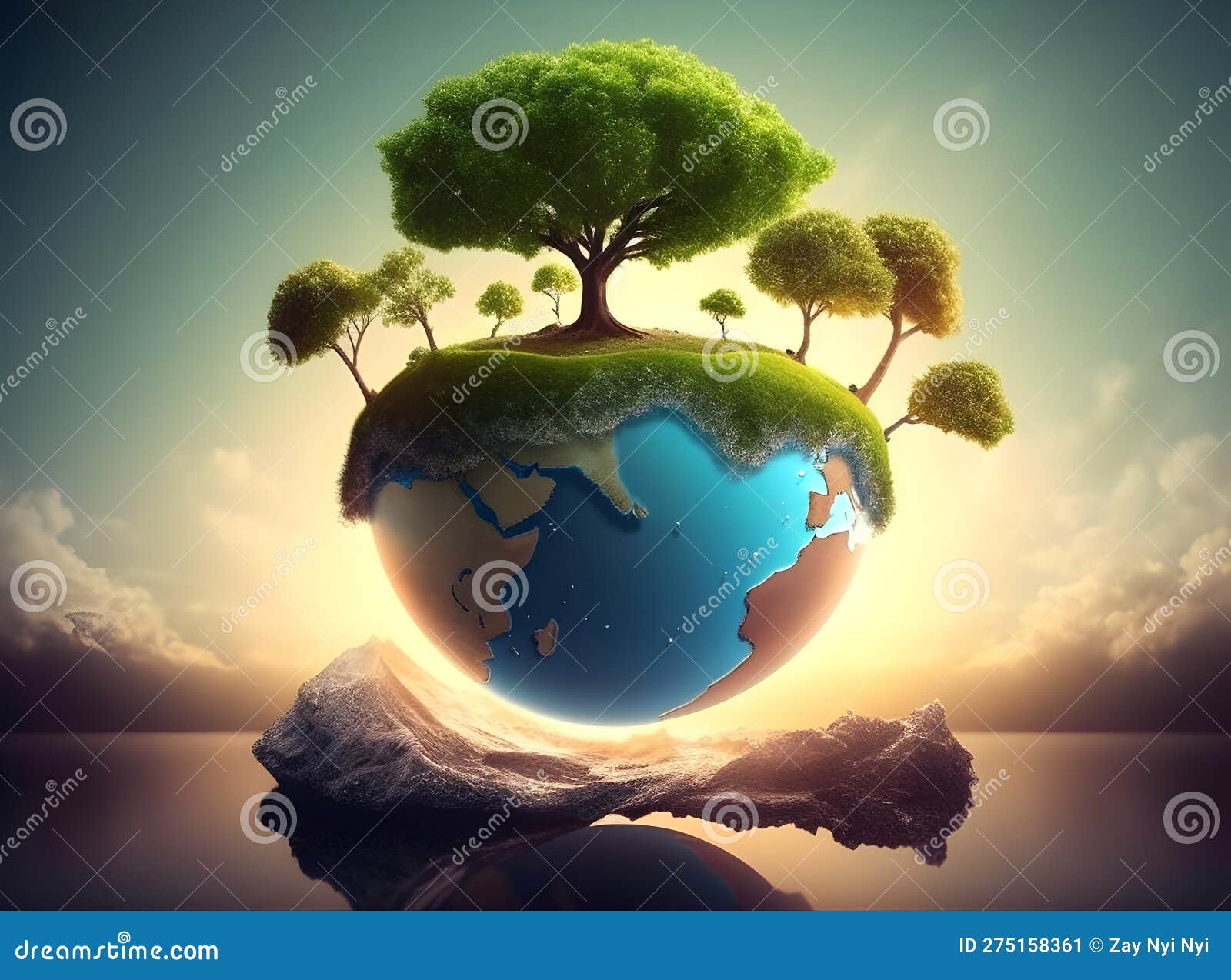 Trees on the World. Concept of Environment Day, Nature Day, Earth Day ...