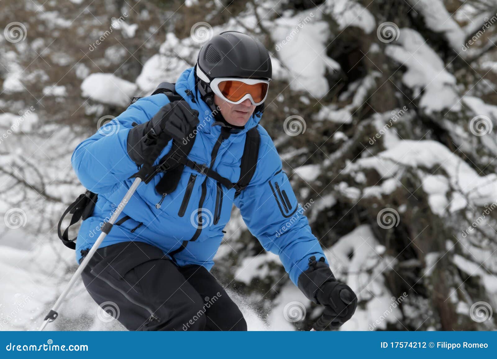Treeskiing stock photo. Image of helmet, mountain, backcountry - 17574212