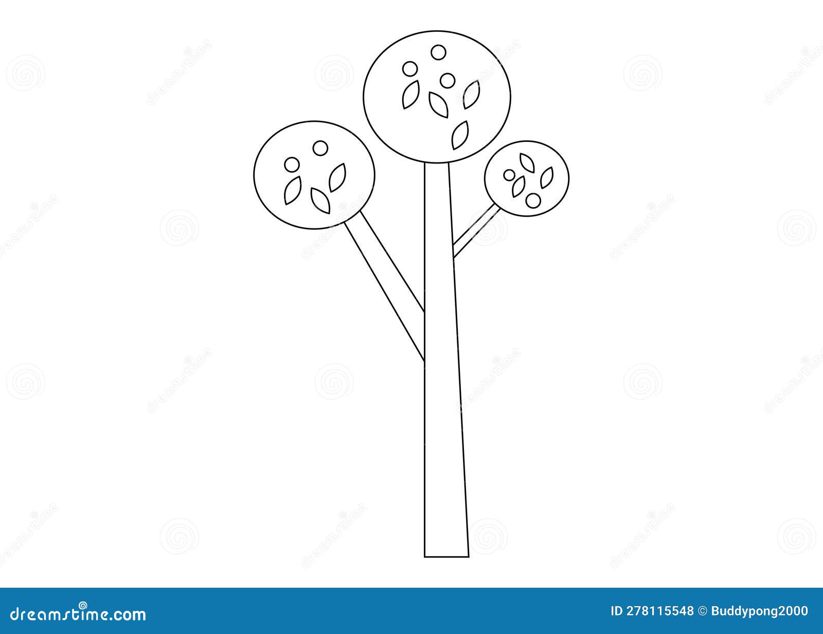 Tree Line Art for Kid Coloring Book Icon Cartoon. Stock Vector ...