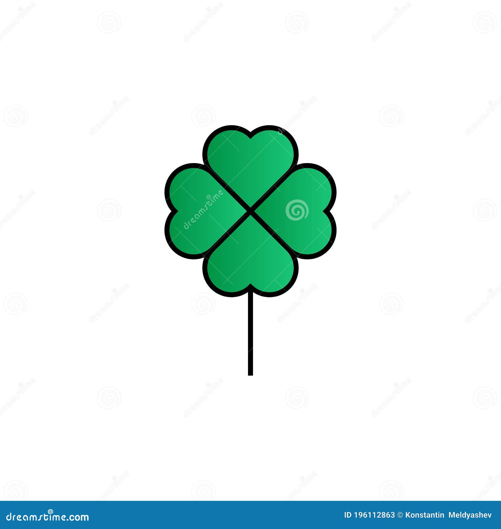 Trefoil, Four Leaves Color Gradient Vector Icon Stock Illustration ...
