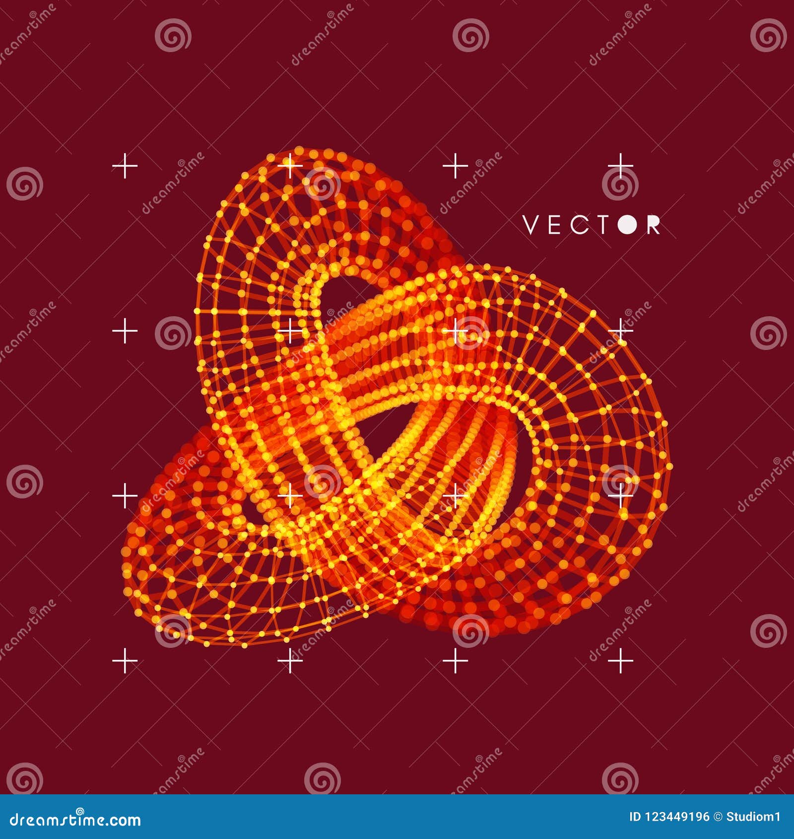 Trefoil Knot. Vector Illustration Consisting of Points and Lines. 3D ...
