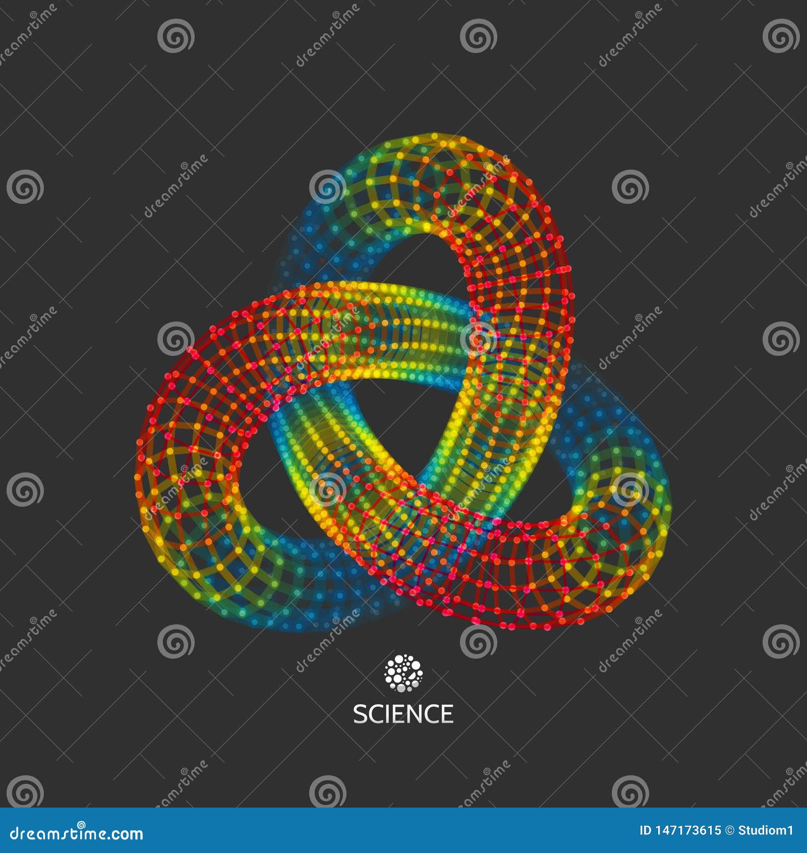 Trefoil Knot. Vector Illustration Consisting of Points and Lines. 3D ...