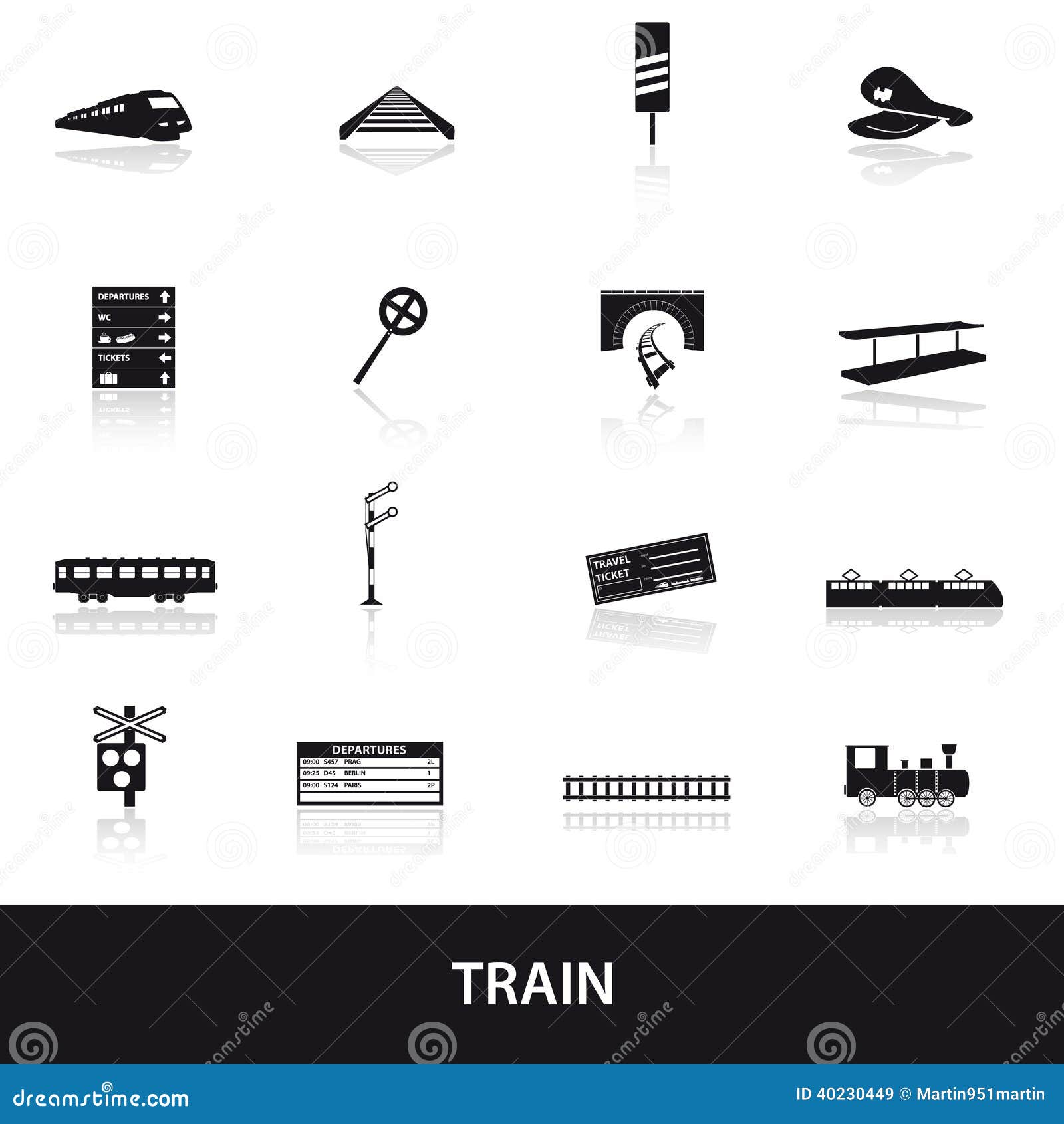 Trein En Spoorwegpictogrammen Eps10 Vector Illustratie - Illustration ...