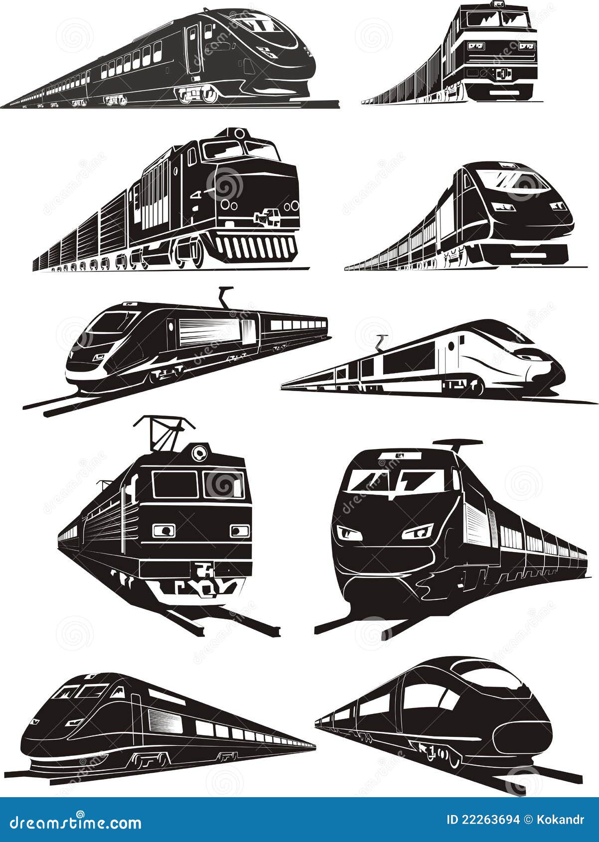 Trein silhouetten vector illustratie. Illustration of silhouet - 22263694