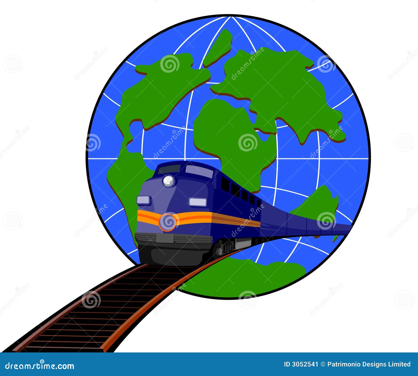 Treine com globo ilustração stock. Ilustração de branco - 3052541