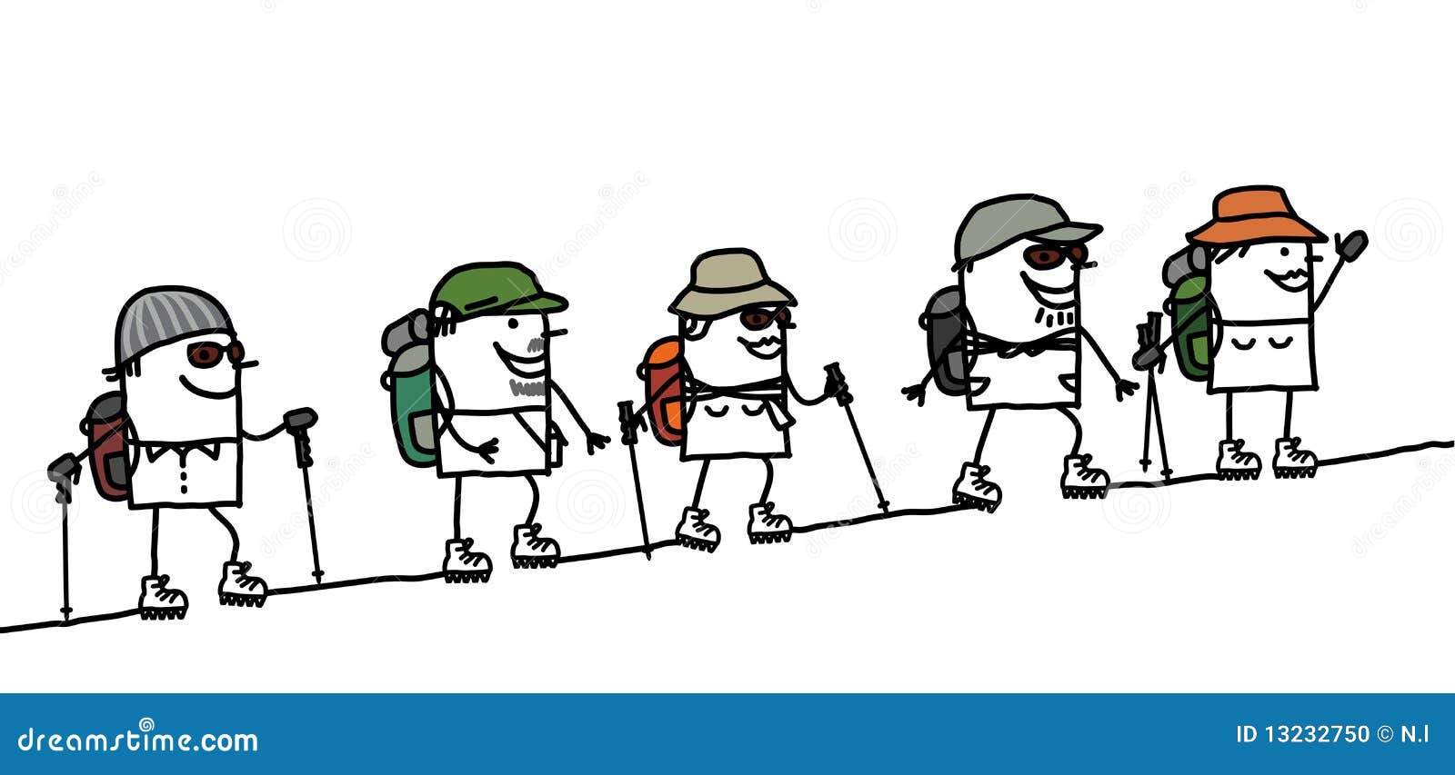 Trek In The Mountain Vector Illustration | CartoonDealer.com #13232750