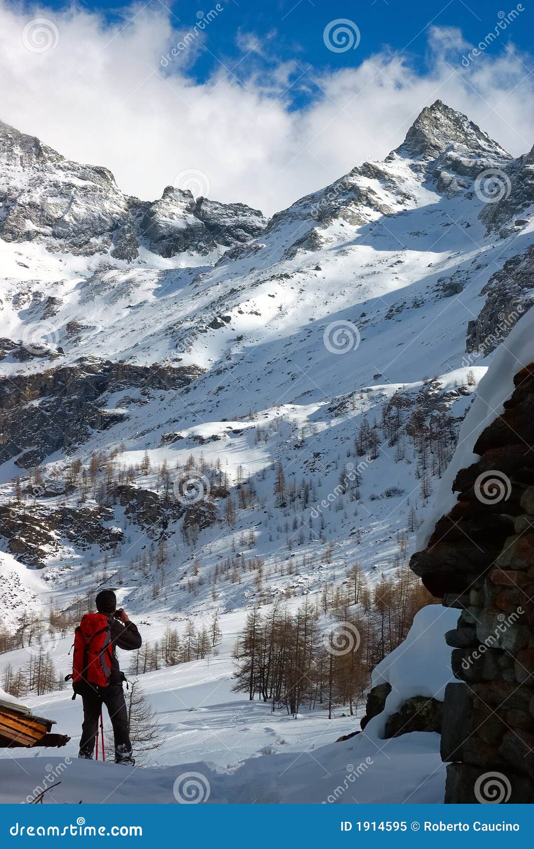 Trekker snow mountain stock image. Image of trekker, winter - 1914595