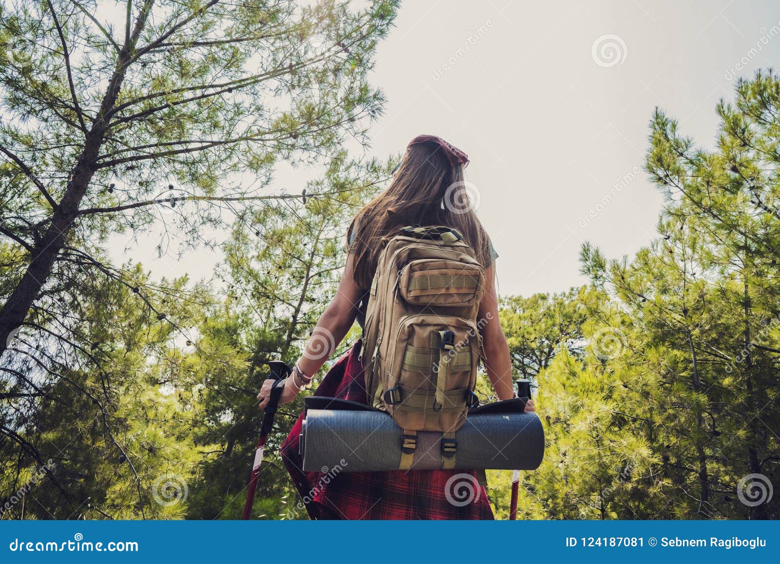 Trekking with Backpack in the Forest Stock Image - Image of holiday ...
