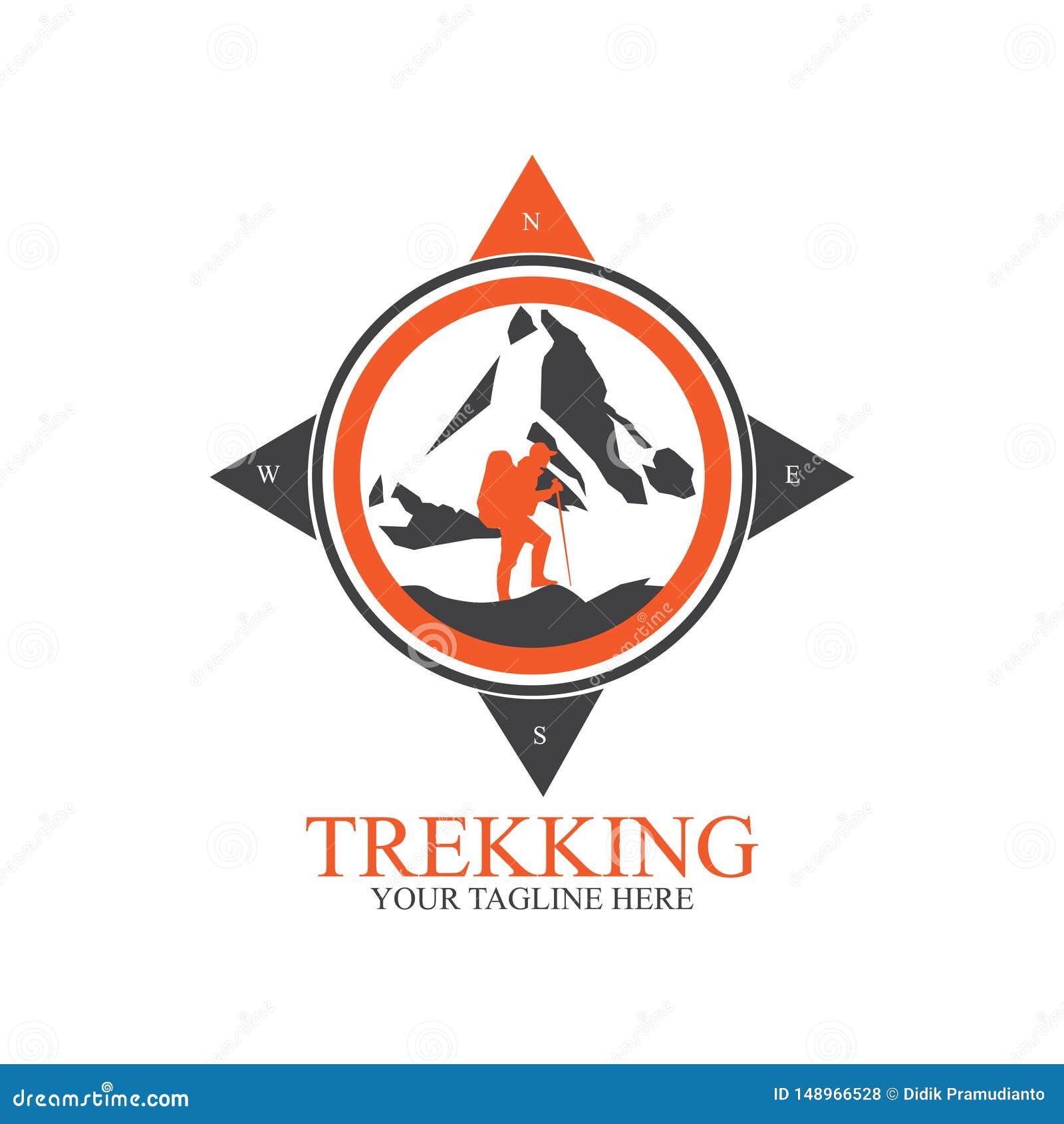 Trekking Logo Design with Compass Stock Vector - Illustration of sign ...