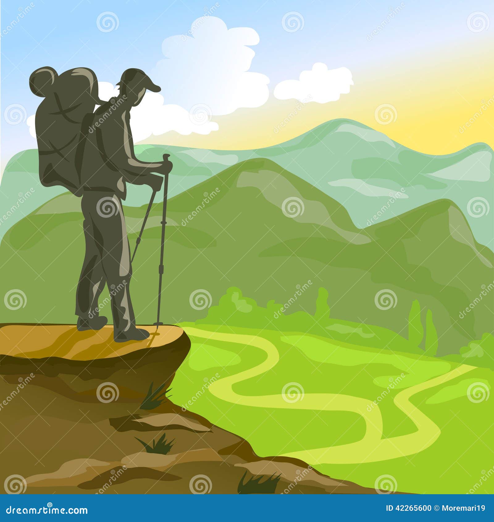 Trekking Boy. Vector Illustration | CartoonDealer.com #19081320
