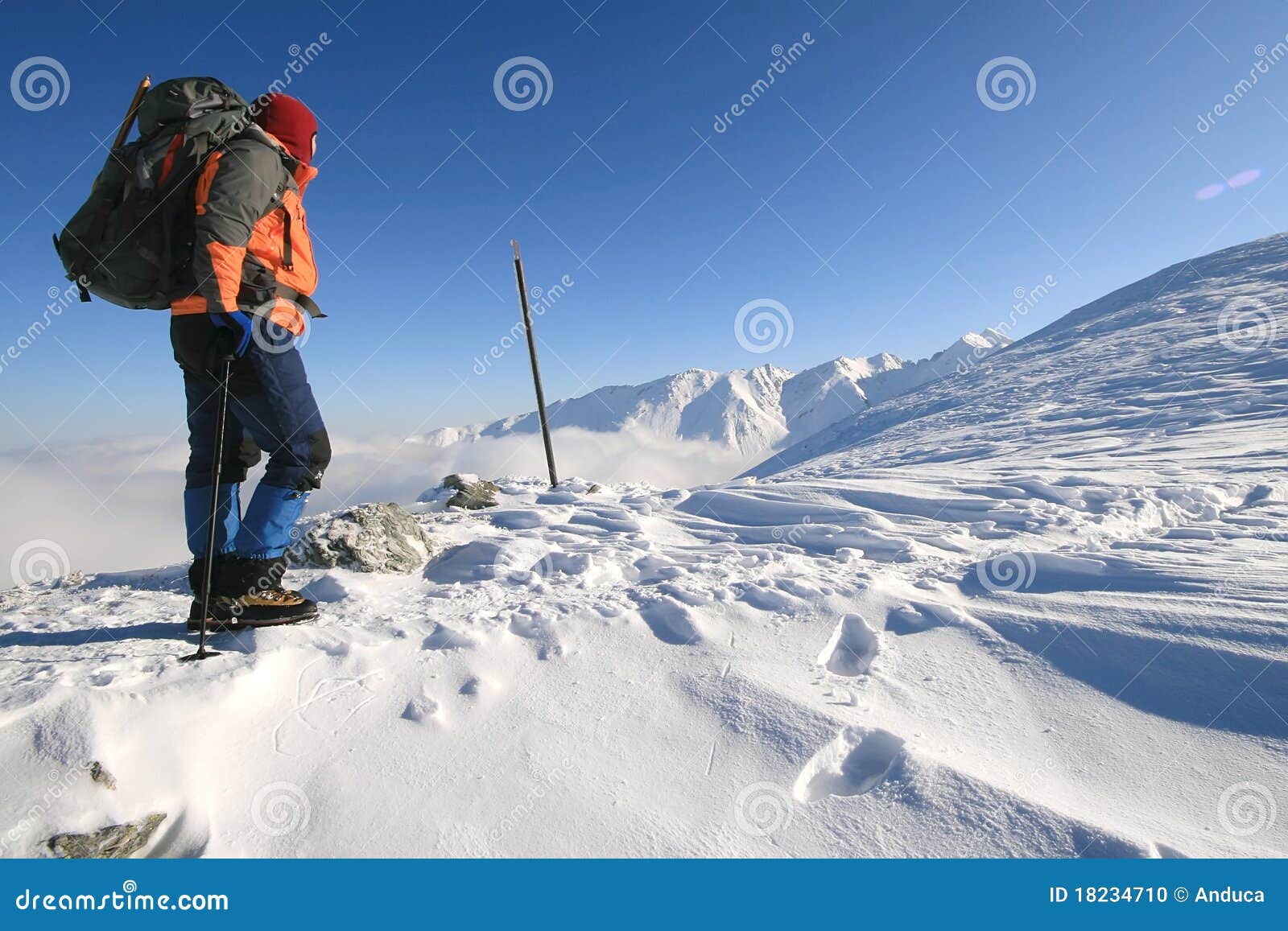 Trekking man resting stock photo. Image of active, climber - 18234710