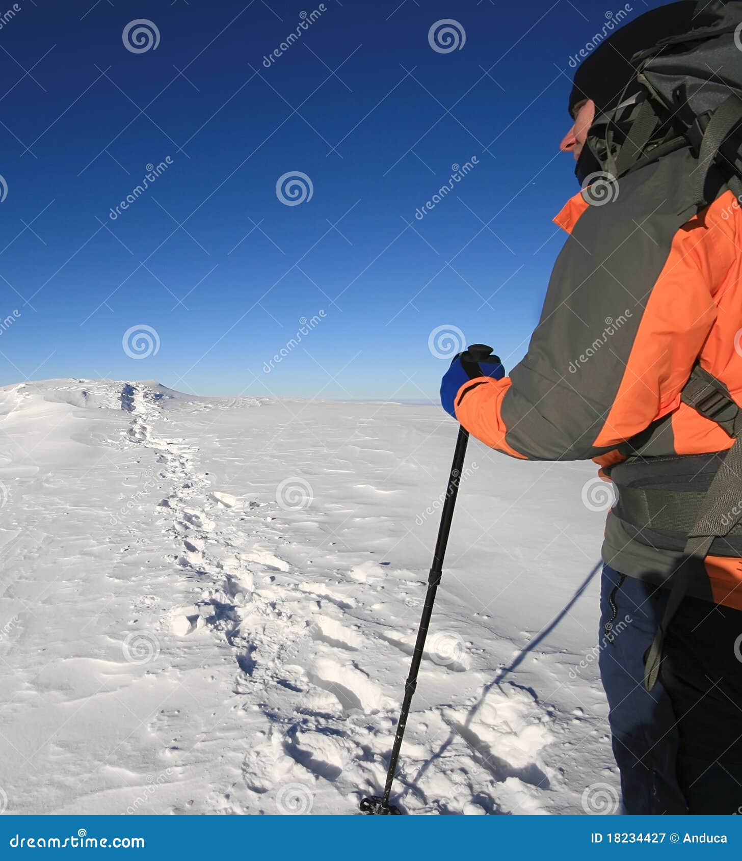 Trekking man in winter stock image. Image of travel, clear - 18234427