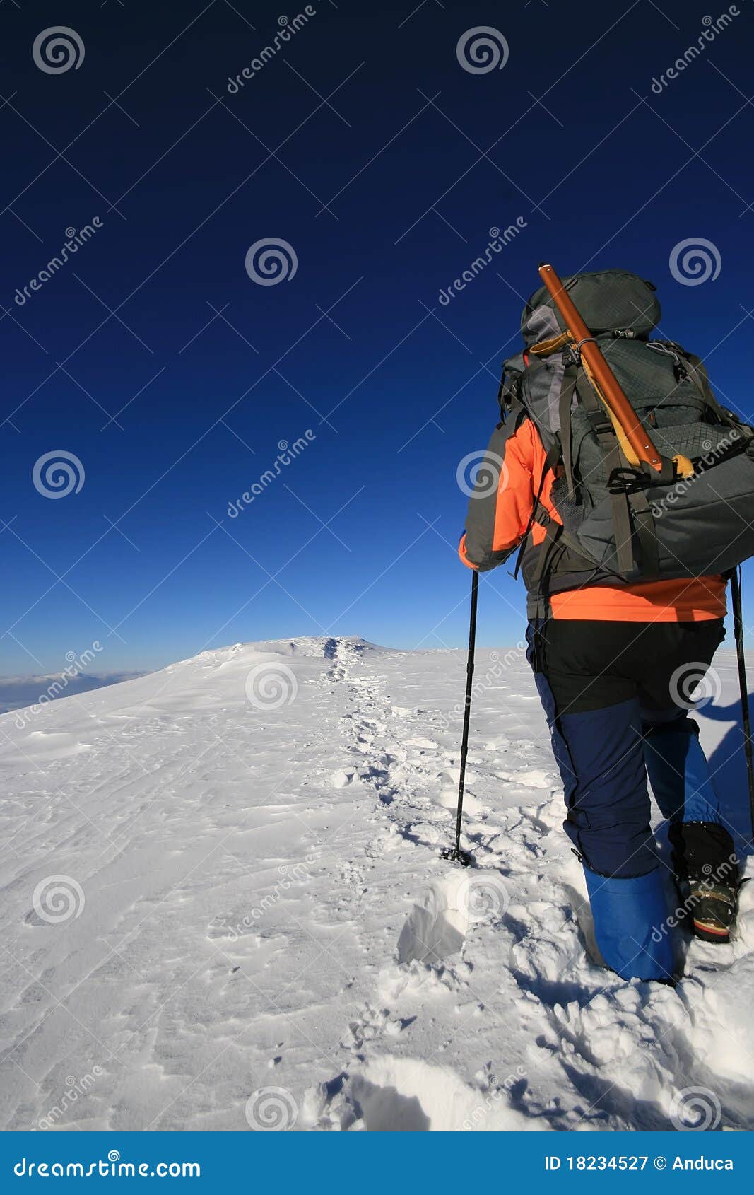 Trekking man in winter stock image. Image of active, frame - 18234527