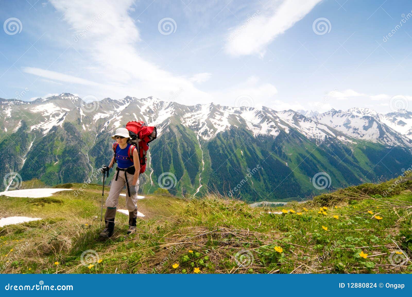 Trekking in mountains stock photo. Image of nature, hiking - 12880824