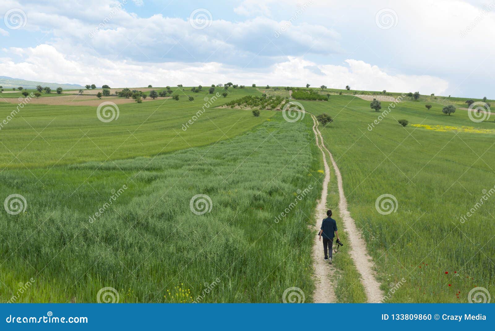 Trekking and Nature Trip in Vast Fields Stock Photo - Image of plan ...