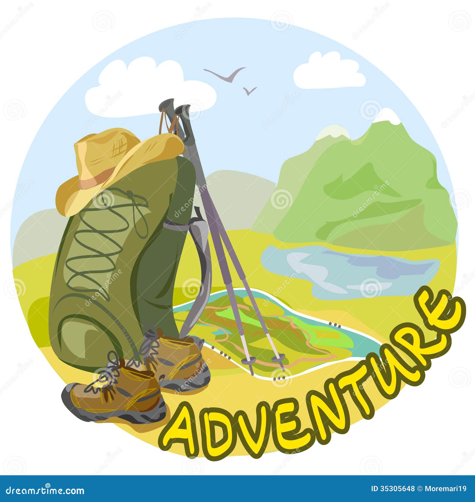 Trekking Outfit in a Mountain Landscape Stock Vector - Illustration of ...
