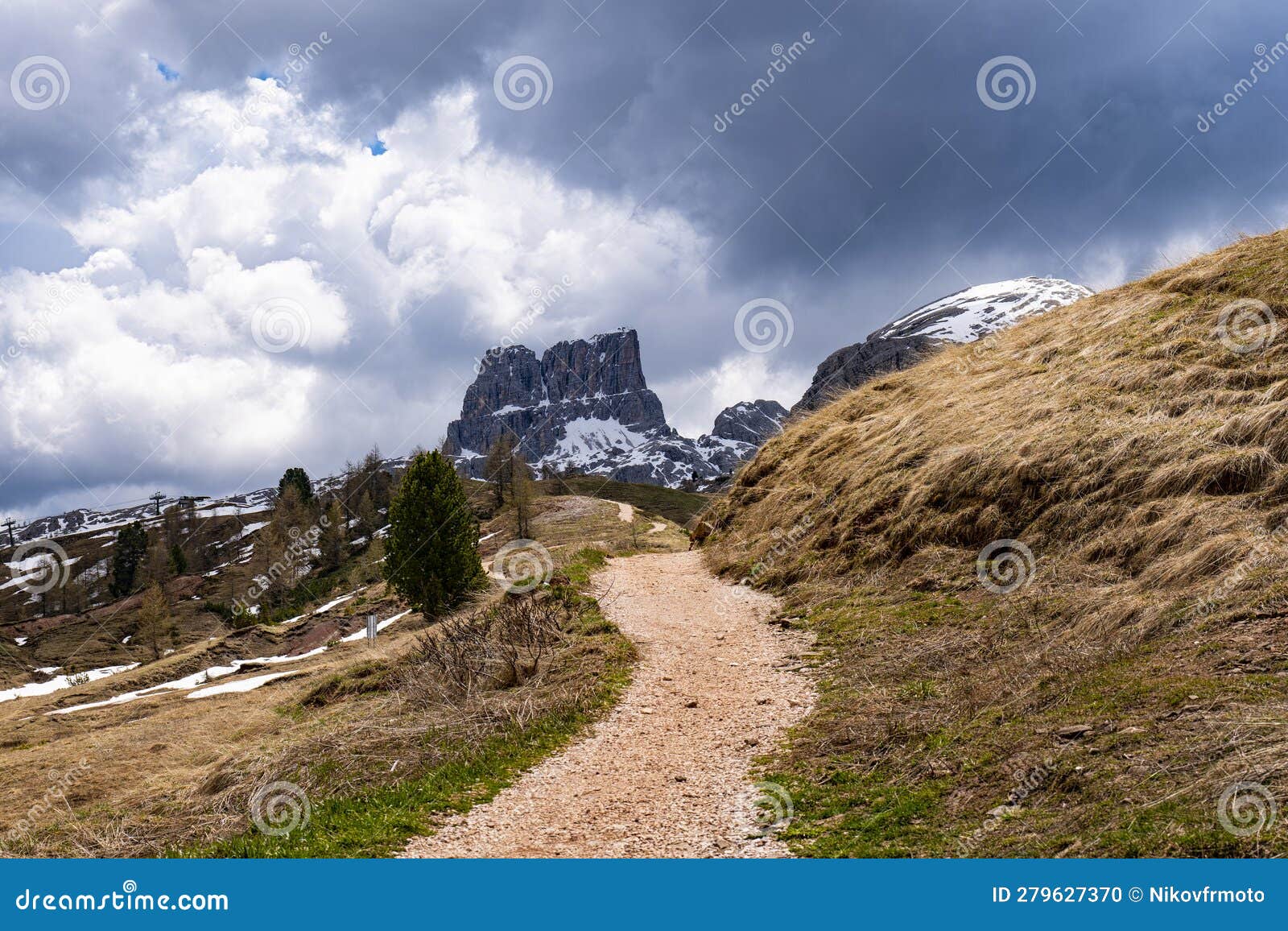 Trekking Path in the Dolomites on Falzarego Pass Stock Photo - Image of ...