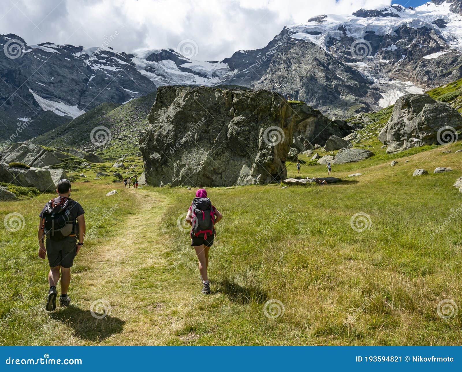 Trekking Scene in the Italian Alps Editorial Photo - Image of backpack ...