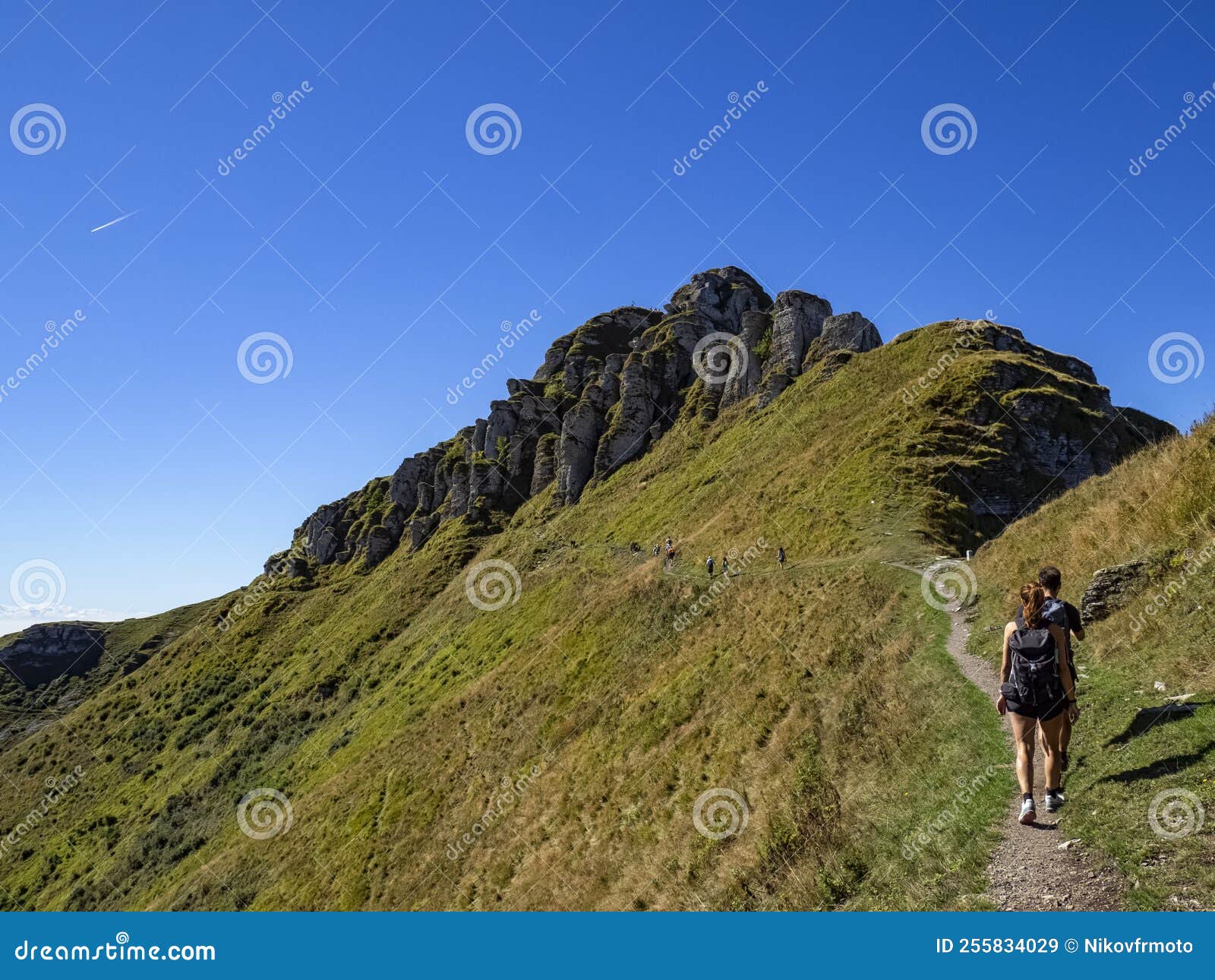 Trekking Scene on MOunt Generoso in Intelvi Valley Editorial Stock ...