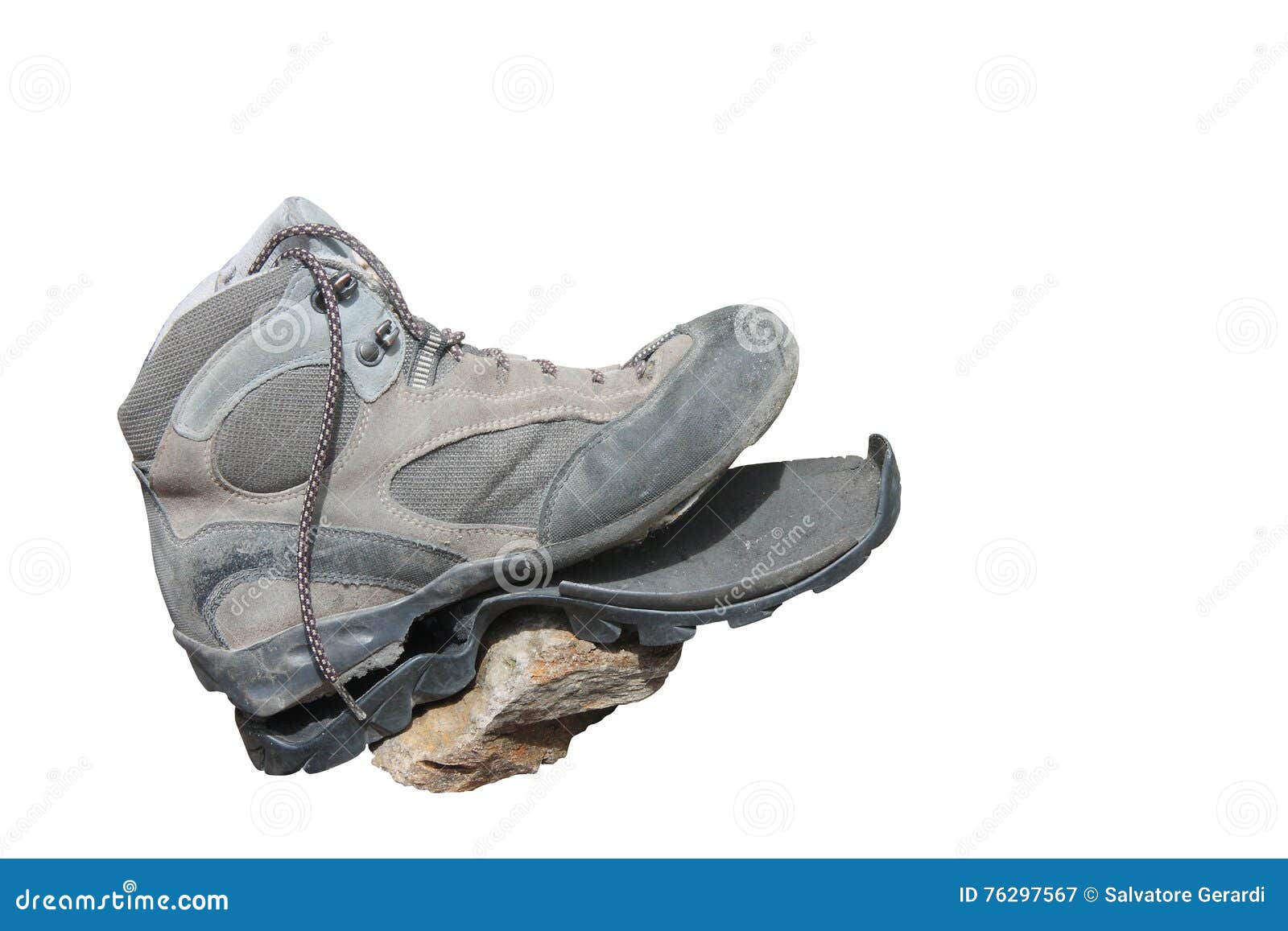 Trekking Shoe Broken after Intensive Use (isolated) Stock Image - Image ...