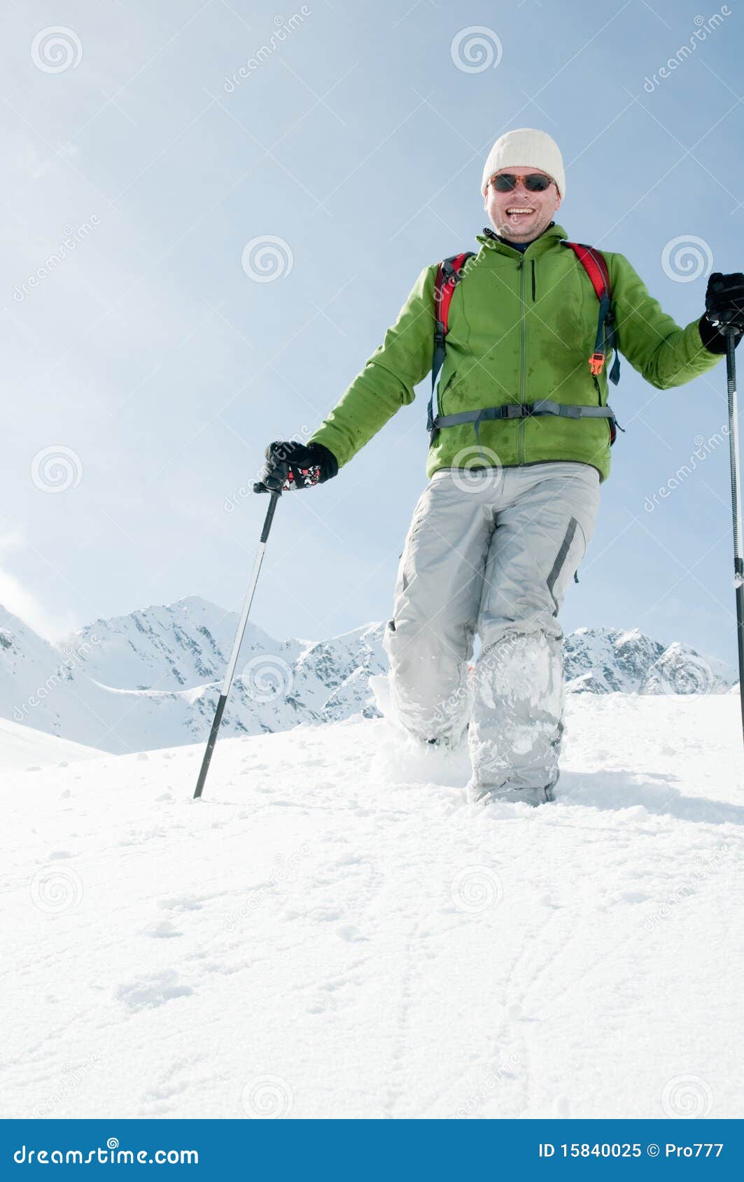 Trekking in snow stock image. Image of seasonal, equipment - 15840025