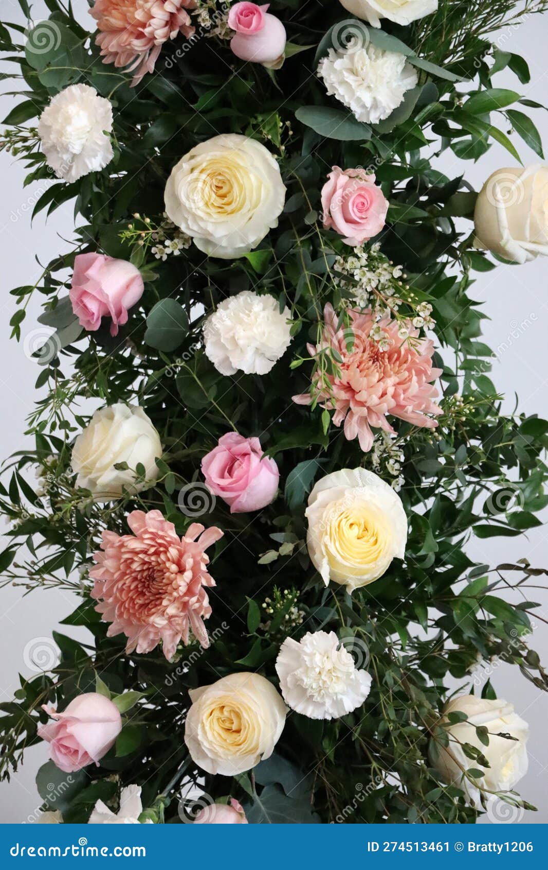 Trellis of Lively Wedding Greenery with Many Types of Flowers ...