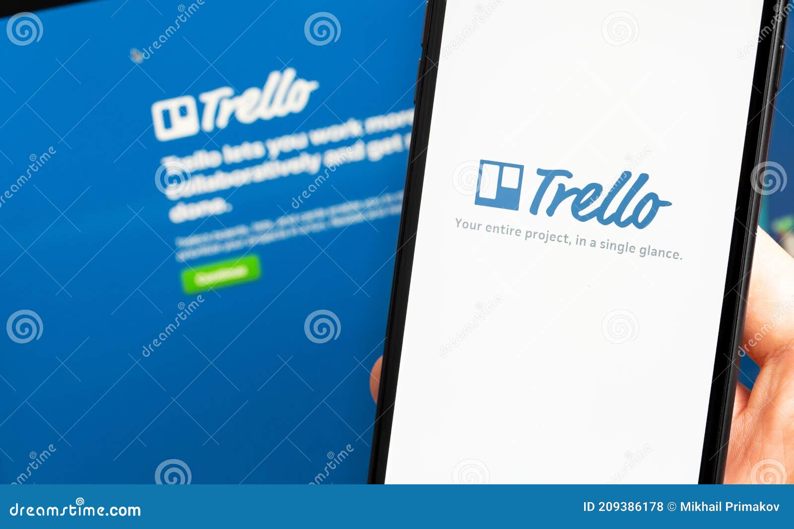 Trello Logo App on the Screen Smartphone and Notebook Closeup Editorial ...