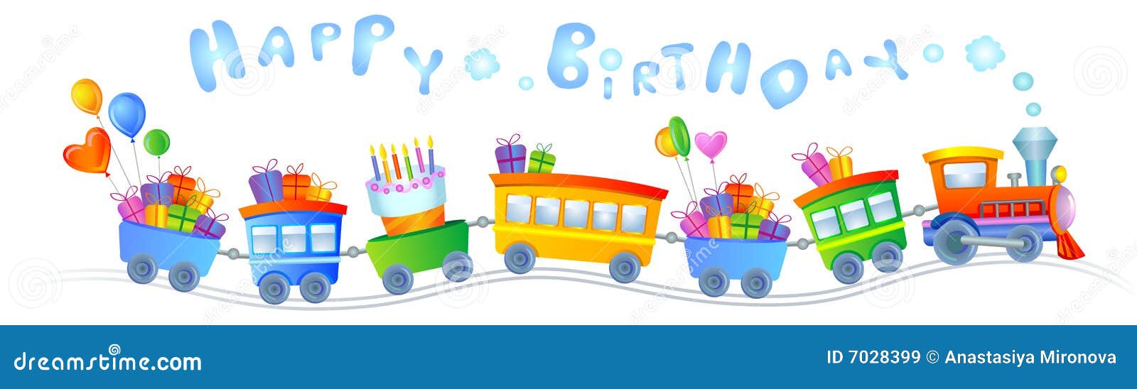 Trem do feliz aniversario ilustração do vetor. Ilustração de amor - 7028399