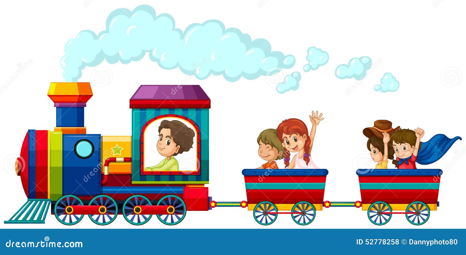 Trem e crianças ilustração do vetor. Ilustração de desenho - 52778258