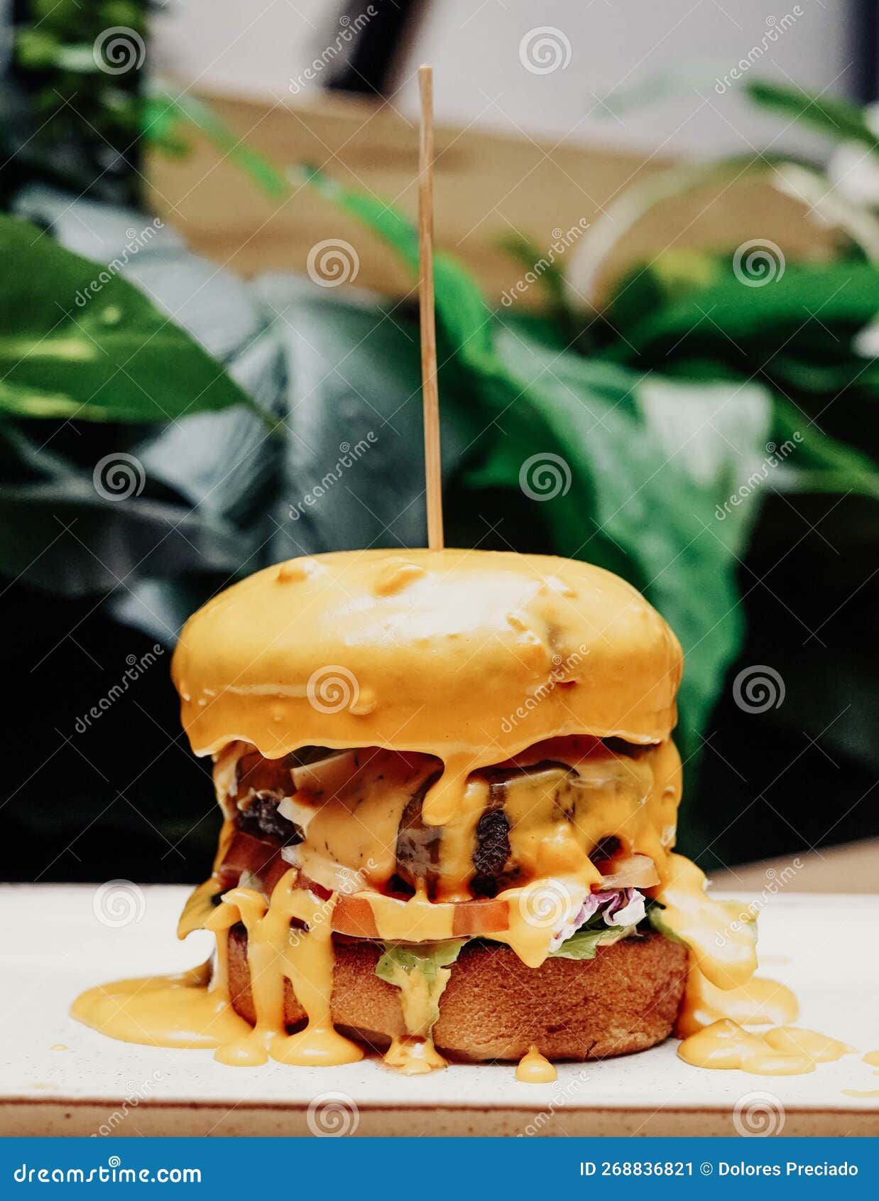 Tremendous Double Burger with Extra Cheddar Cheese Stock Image - Image ...