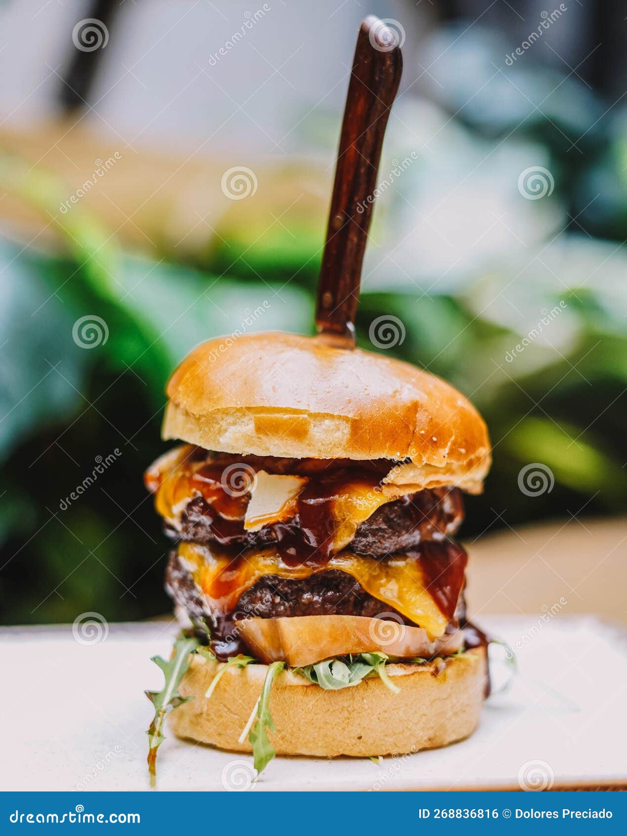 Tremendous Double Burger with Extra Cheddar Cheese Stock Photo - Image ...