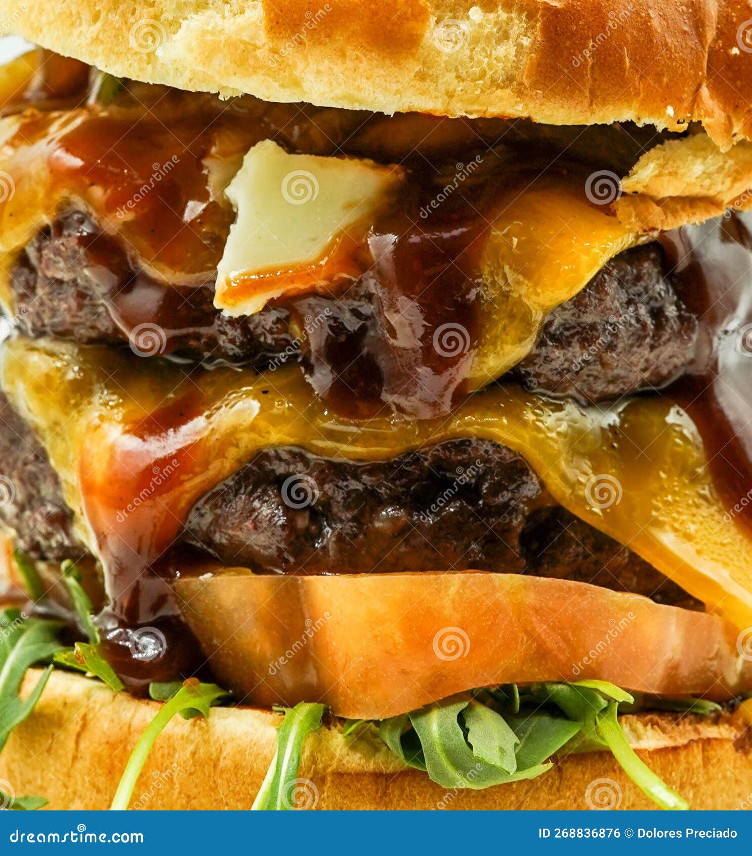 Tremendous Double Burger with Extra Cheddar Cheese Stock Photo - Image ...