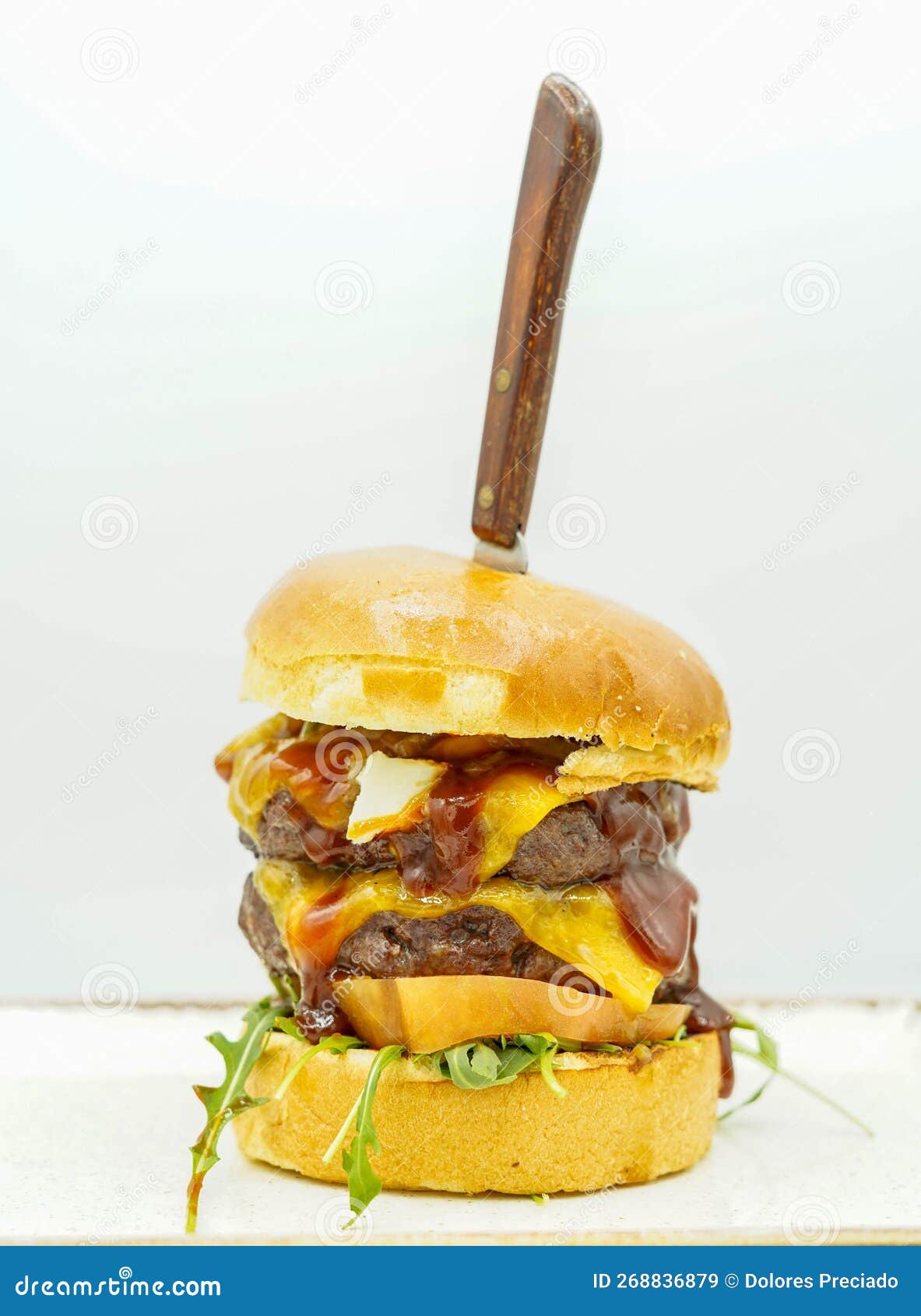 Tremendous Double Burger with Extra Cheddar Cheese Stock Image - Image ...