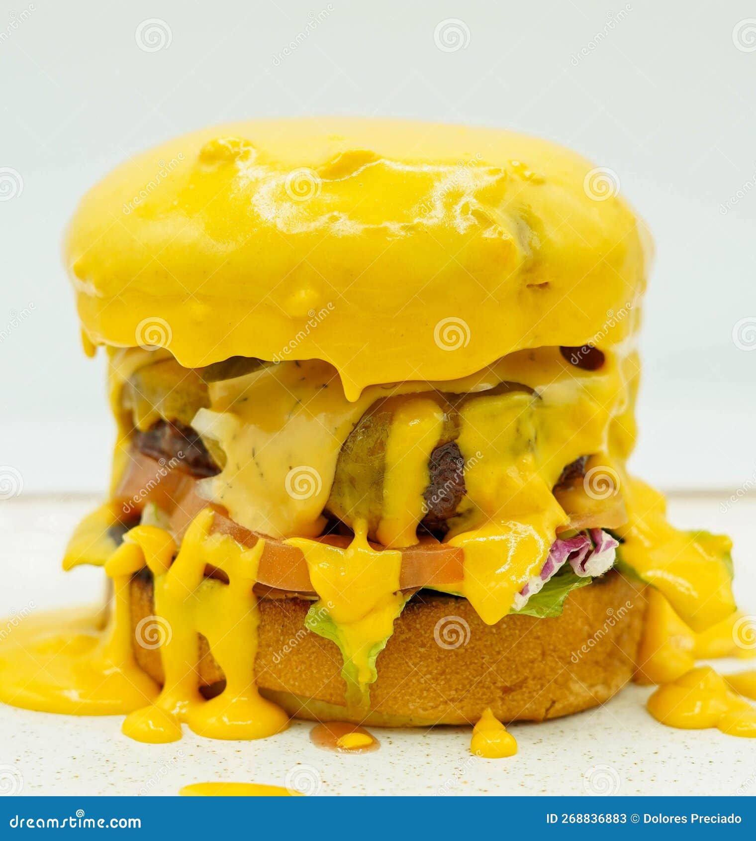 Tremendous Double Burger with Extra Cheddar Cheese Stock Image - Image ...