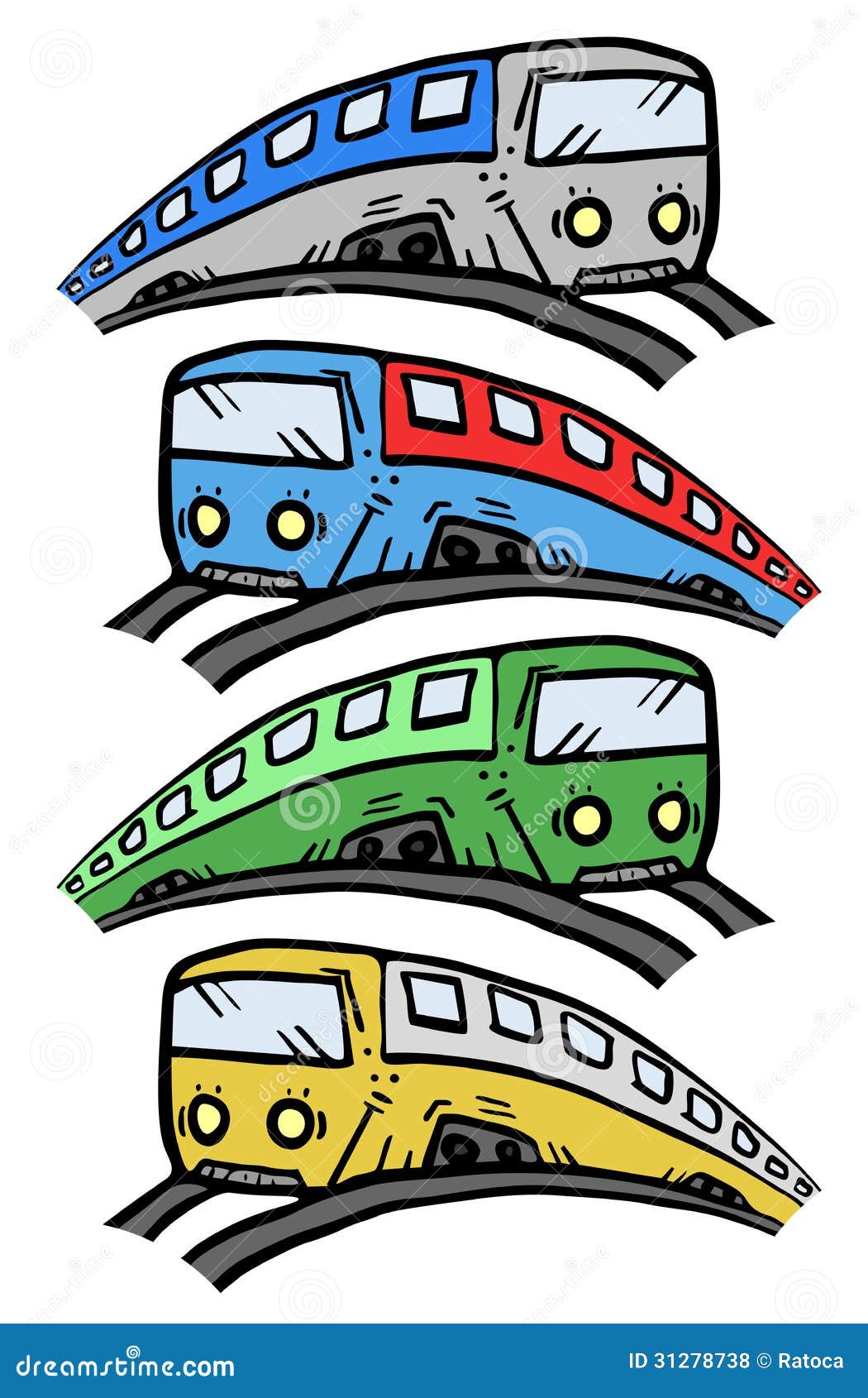 Tren De La Historieta Del Color Ilustración del Vector - Ilustración de ...