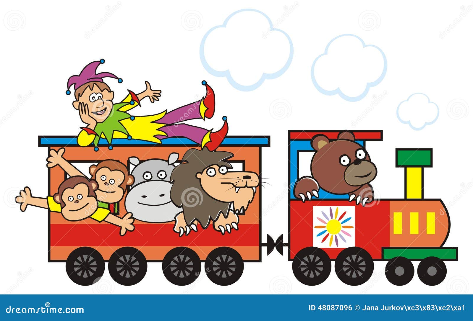 Tren y animales ilustración del vector. Ilustración de vacaciones ...