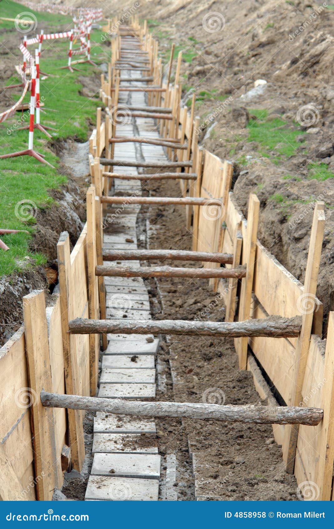 Trench stock photo. Image of pile, timber, deep, shore - 4858958